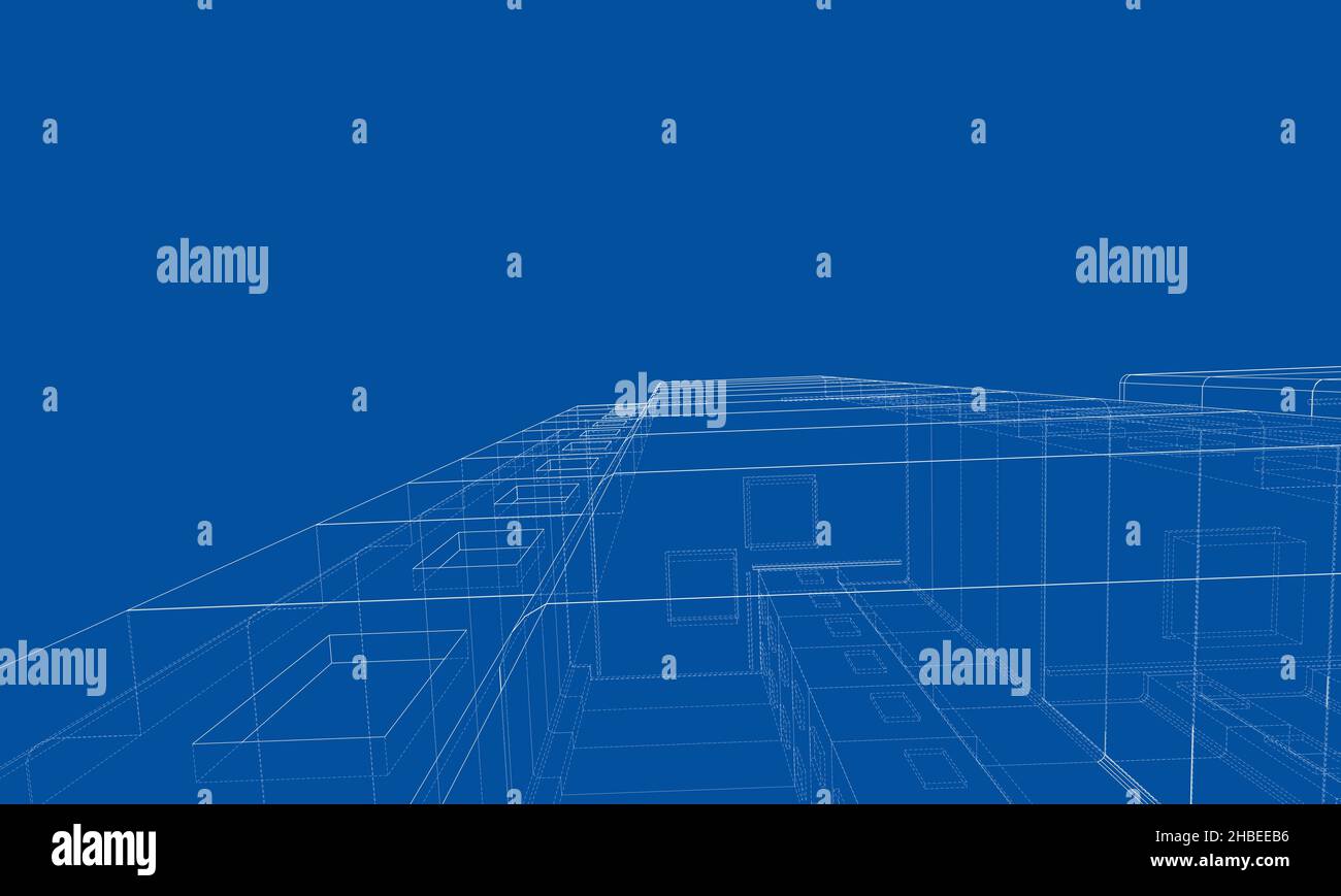 Wire-frame model of a multi-storey building Stock Photo - Alamy