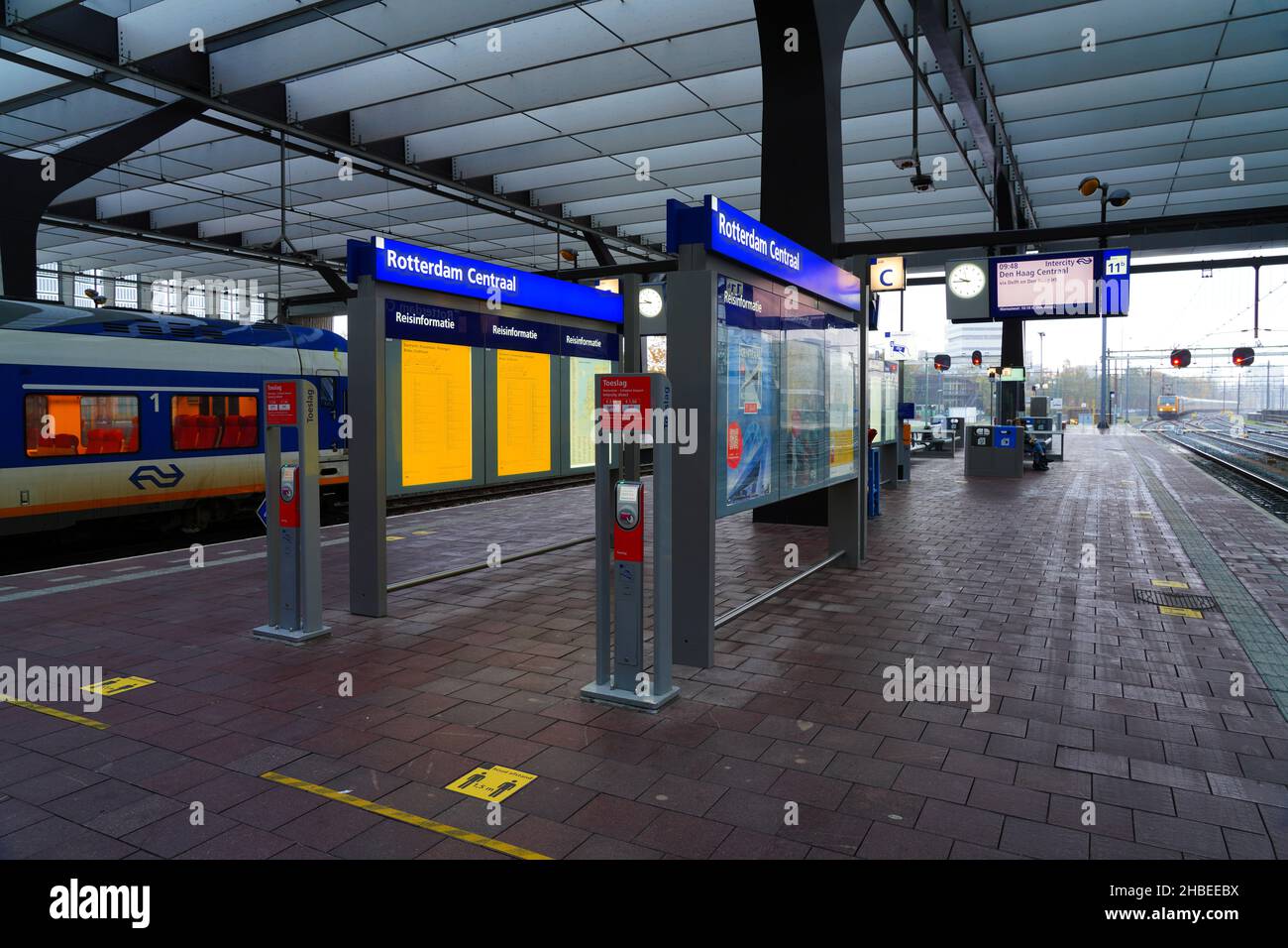 ROTTERDAM, NETHERLANDS -12 NOV 2021- View of trains at the Rotterdam ...