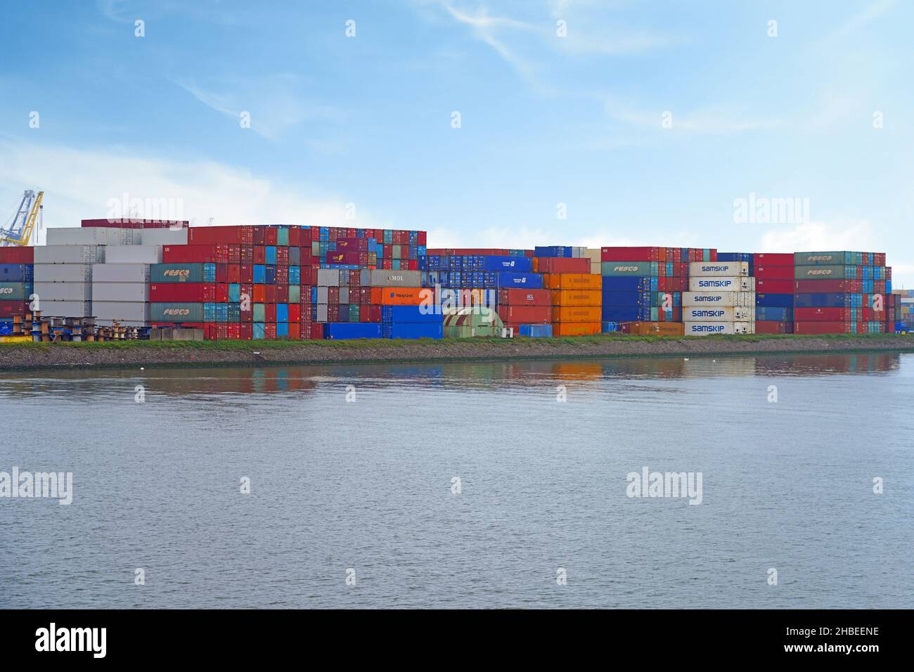 ROTTERDAM, NETHERLANDS -14 NOV 2021- View of colorful shipping ...