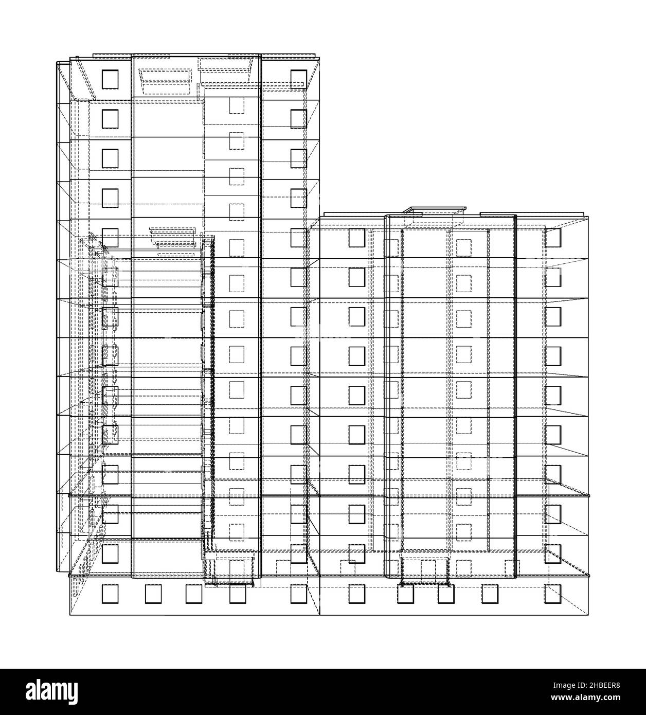 Wire-frame model of a multi-storey building Stock Photo - Alamy