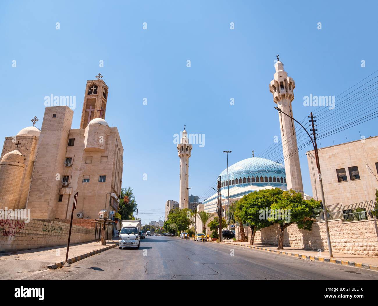 Amman, Jordan - 09.02.2021: Coptic Orthodox Patriarchate church right ...
