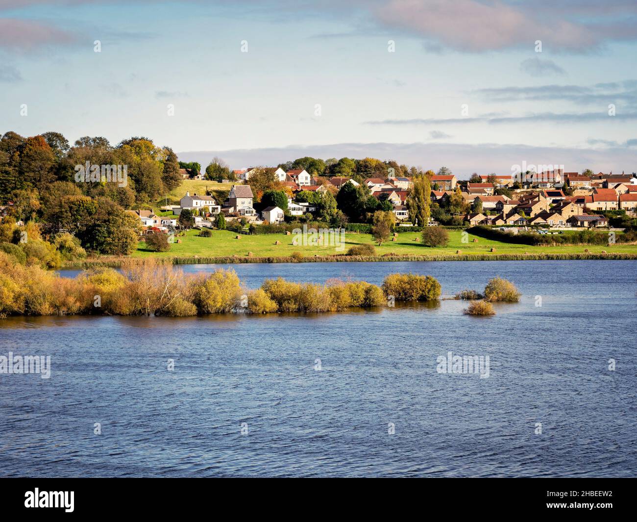 Fairburn village seen from Fairburn Ings, West Yorkshire, England Stock ...