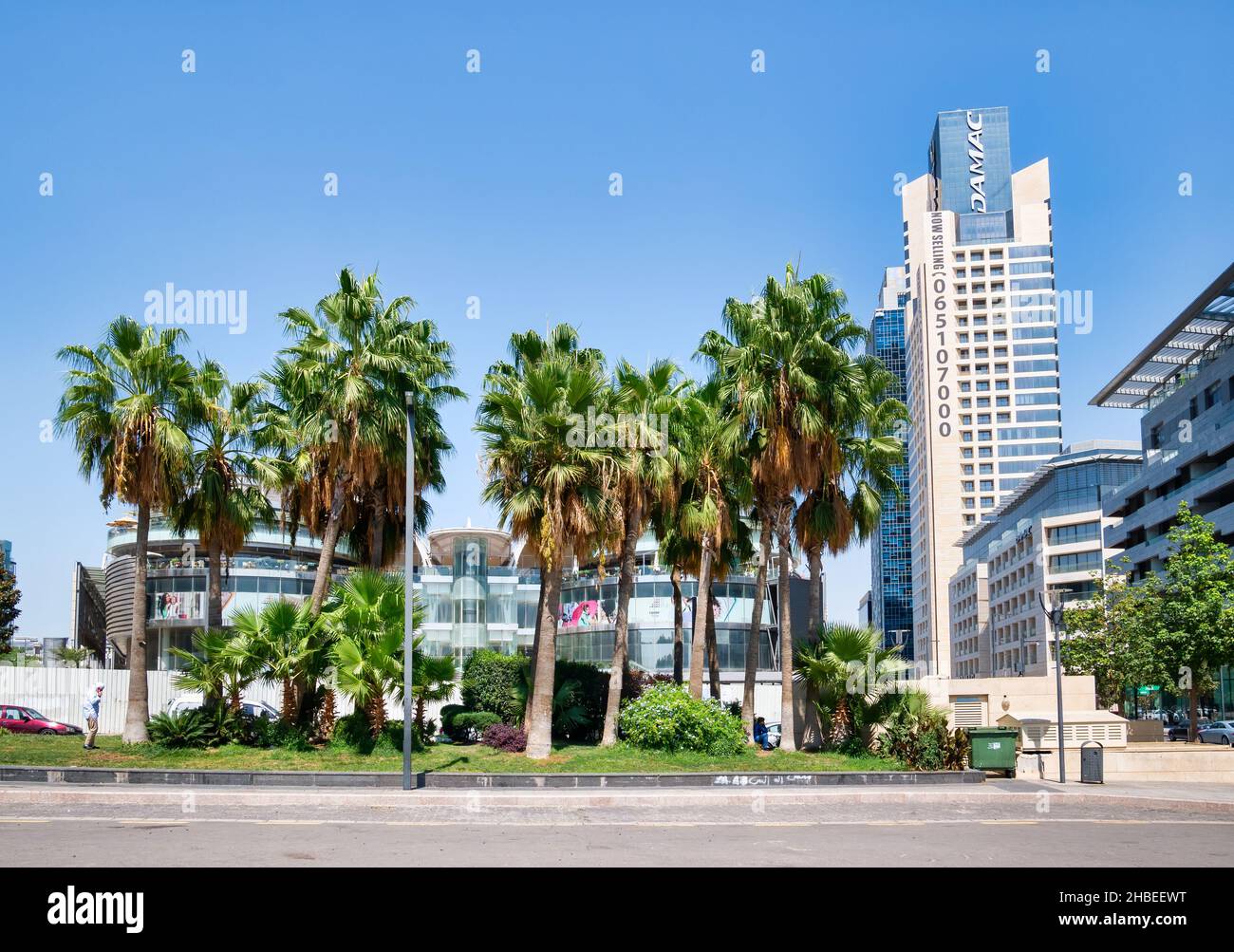 Amman, Jordan - 09.02.2021: Abdali Shopping Mall next to Damac Tower ...