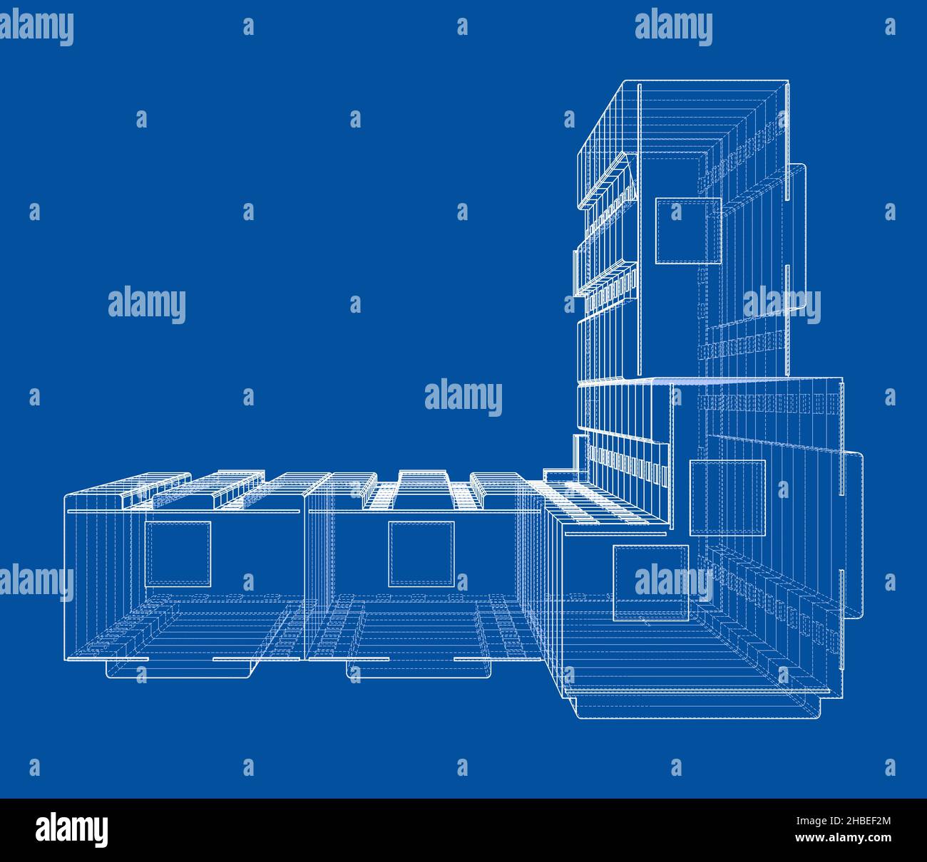 Wire-frame model of a multi-storey building Stock Photo - Alamy