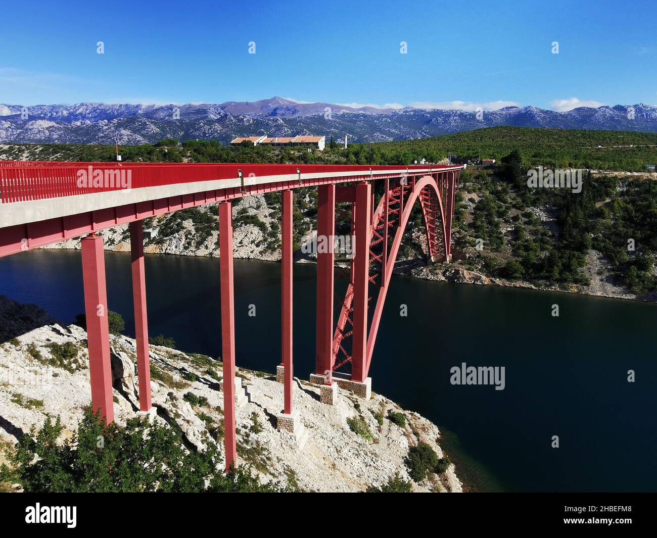 Red bridge maslenica croatia hi-res stock photography and images - Alamy