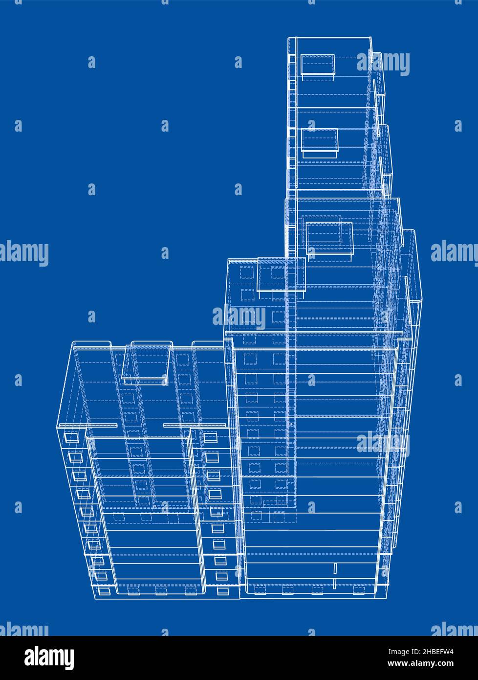 Wire-frame model of a multi-storey building Stock Photo - Alamy