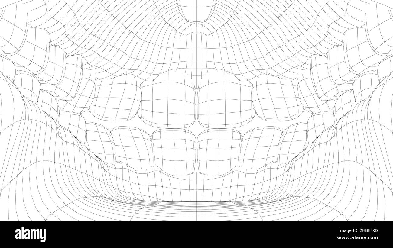 Wire-frame 3D teeth close up. Inside mouth Stock Photo - Alamy