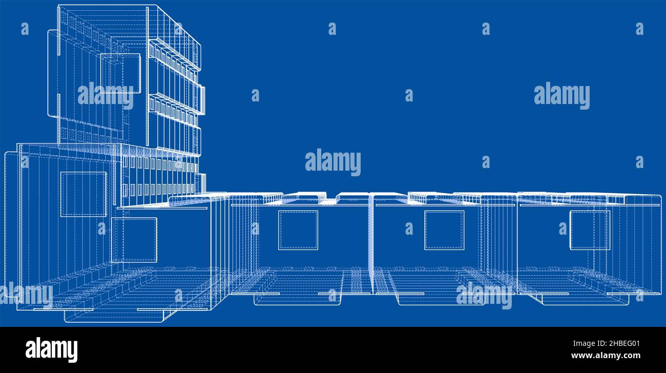 Wire-frame model of a multi-storey building Stock Photo - Alamy