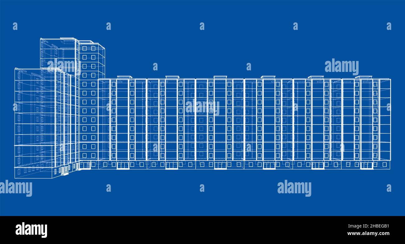 Wire-frame model of a multi-storey building Stock Photo - Alamy