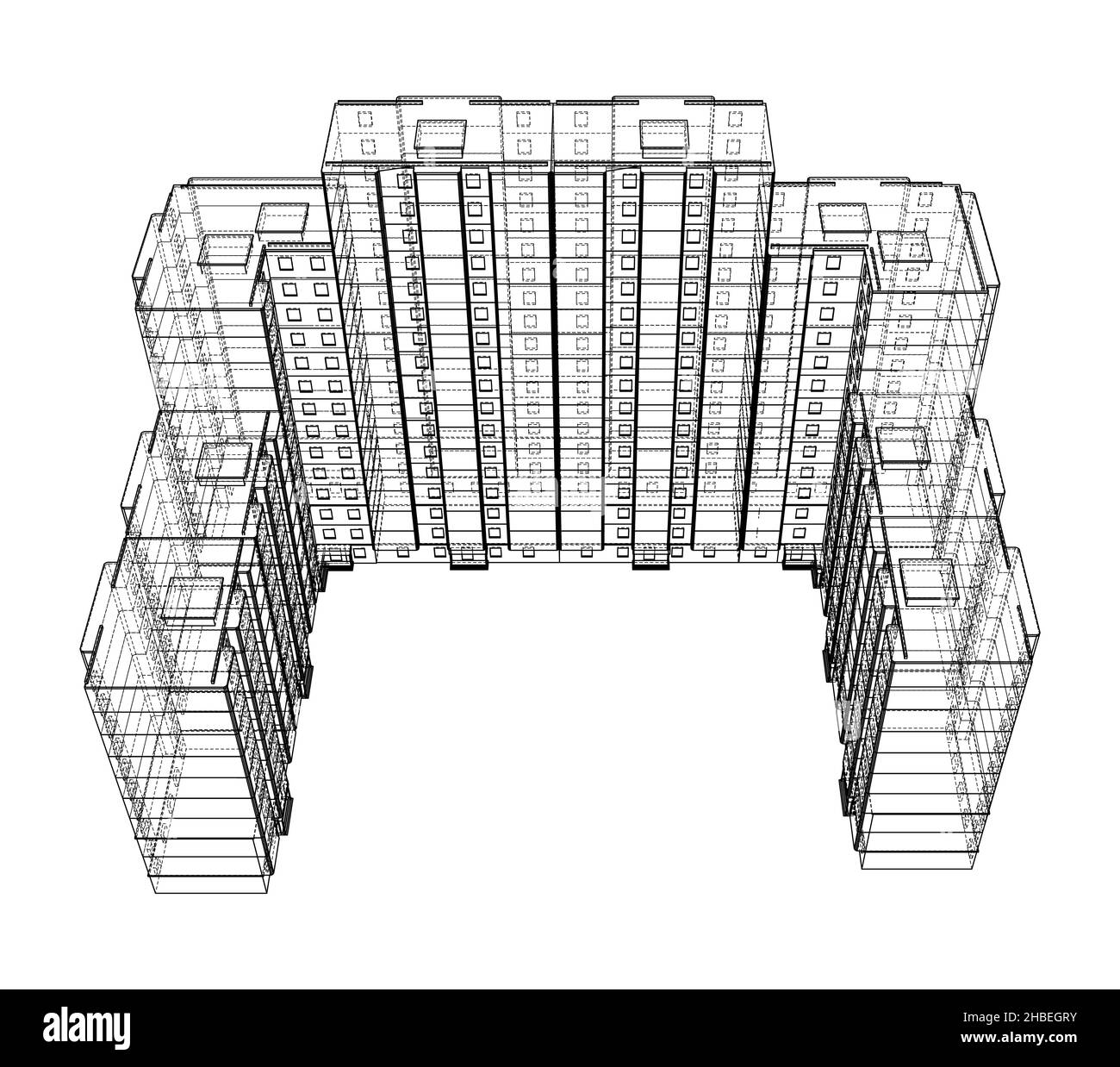 Wire-frame model of a multi-storey building Stock Photo - Alamy