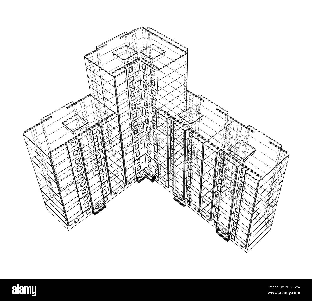 Wire-frame model of a multi-storey building Stock Photo - Alamy