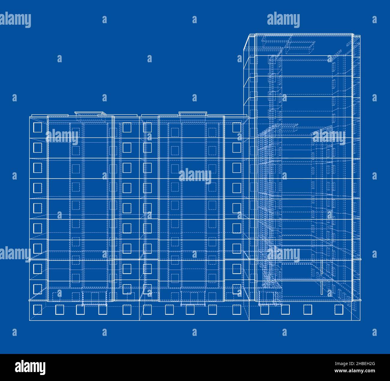 Wire-frame model of a multi-storey building Stock Photo - Alamy