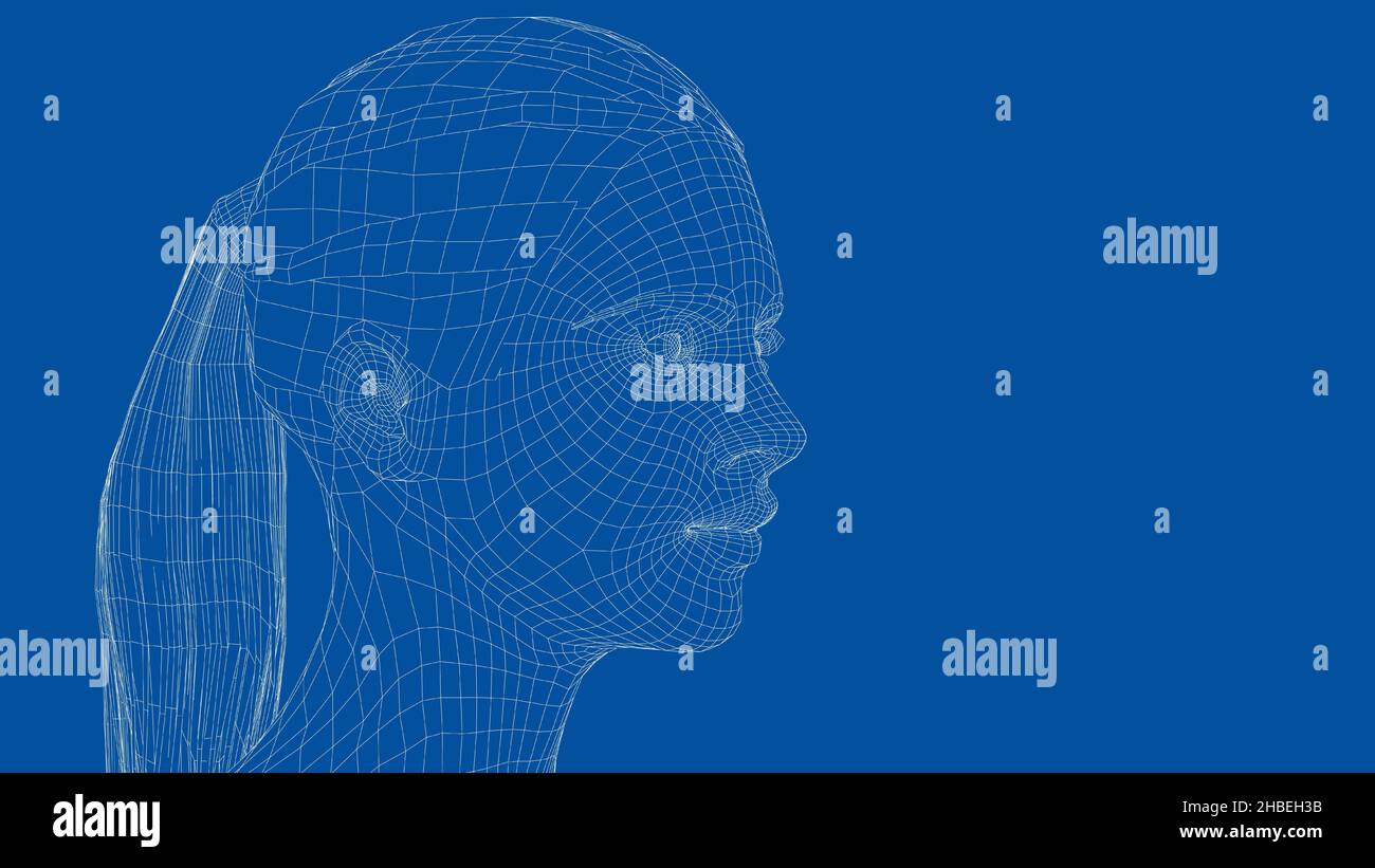 Wireframe portrait of a young beautiful girl Stock Photo - Alamy