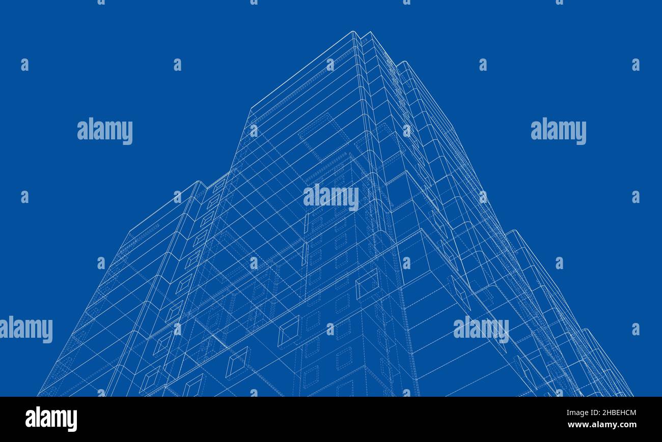 Wire-frame model of a multi-storey building Stock Photo - Alamy