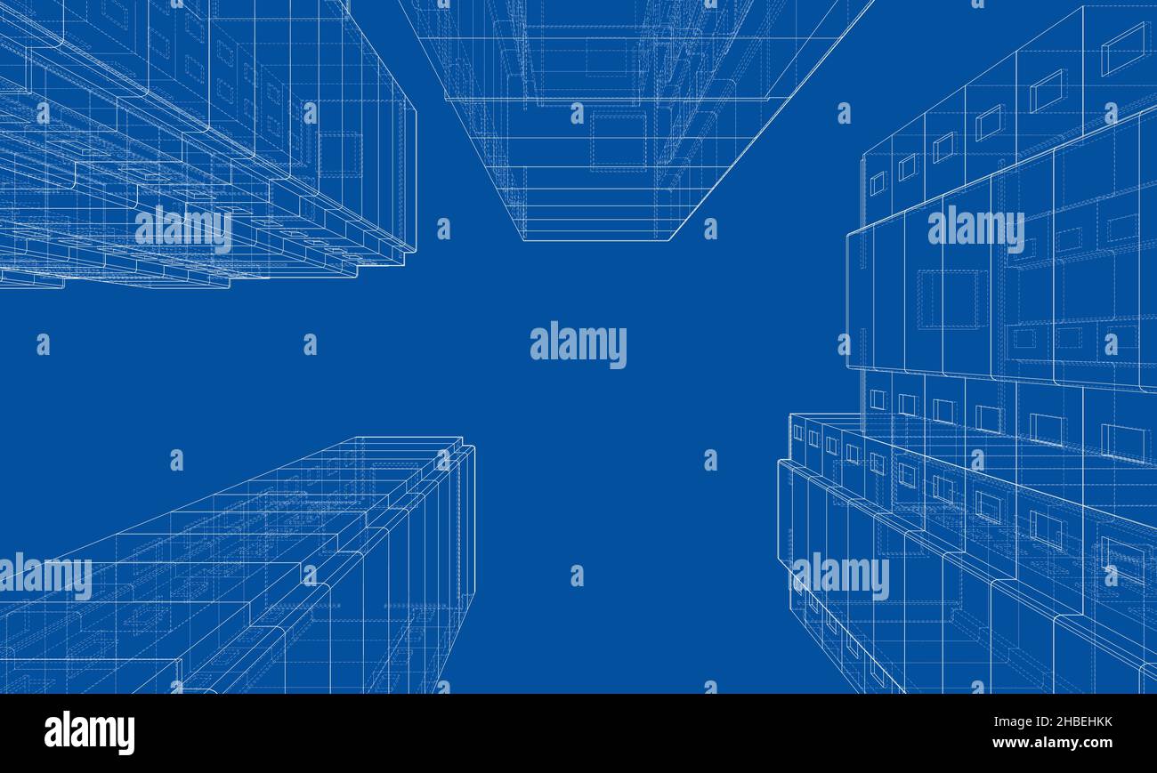 Wire-frame model of a multi-storey building Stock Photo - Alamy