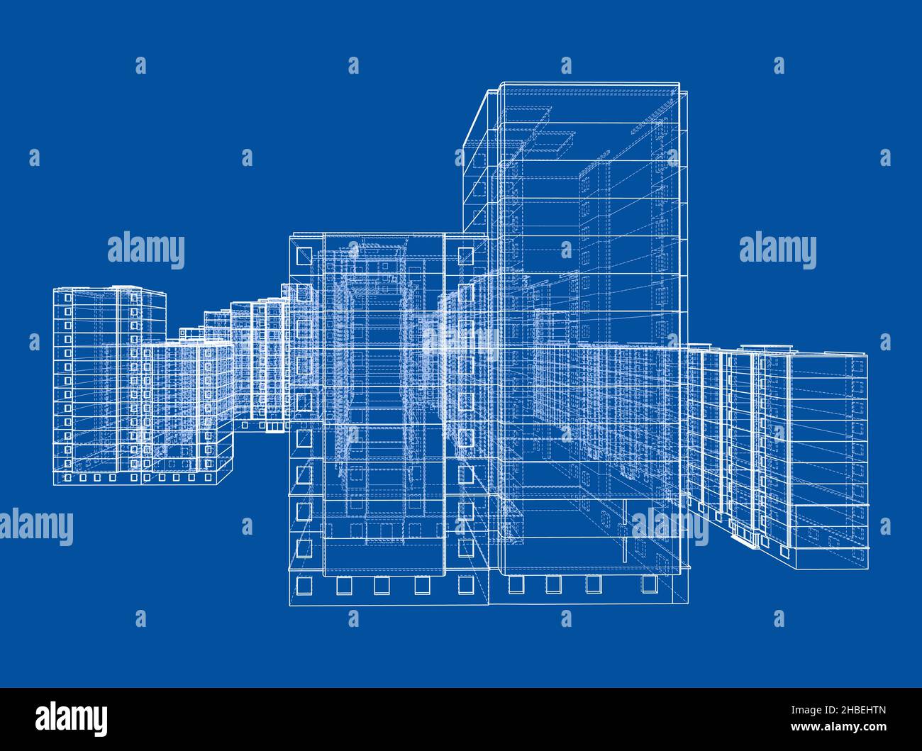 Wire-frame model of a multi-storey building Stock Photo - Alamy
