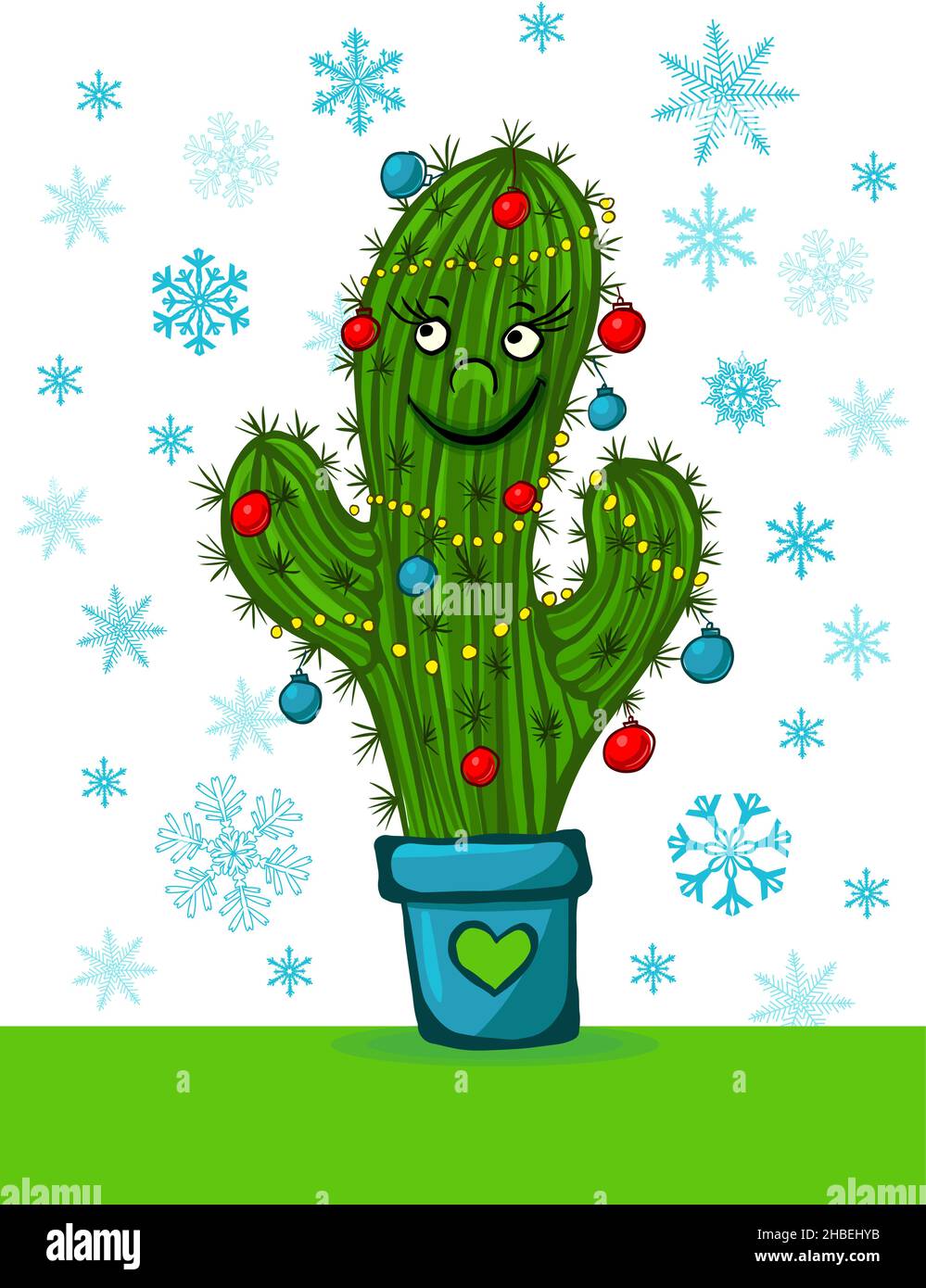 Christmas cactus. Merry Christmas. Vector illustration Stock Vector ...