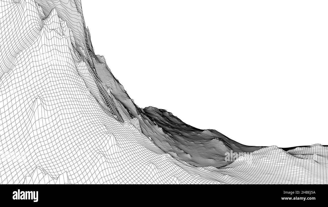 Abstract 3d wire-frame landscape. Blueprint style Stock Photo - Alamy