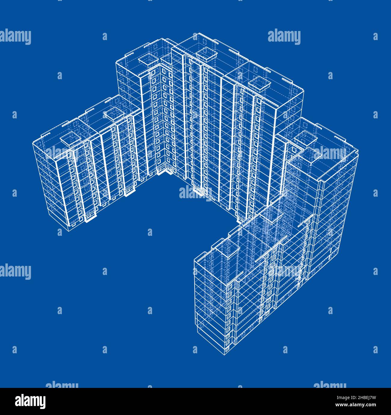 Wire-frame model of a multi-storey building Stock Photo - Alamy