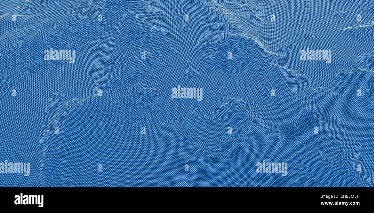 Abstract 3d wire-frame landscape. Blueprint style Stock Photo - Alamy