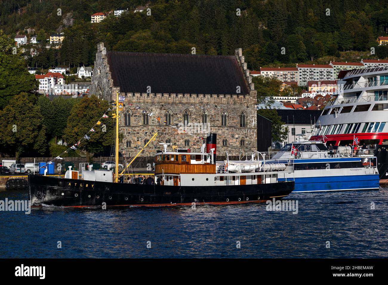 Veteran passenger steam ship Atloey, built 1931. Departing from the ...