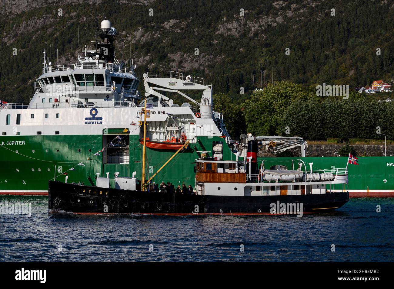 Veteran passenger steam ship Atloey, built 1931. Departing from the ...