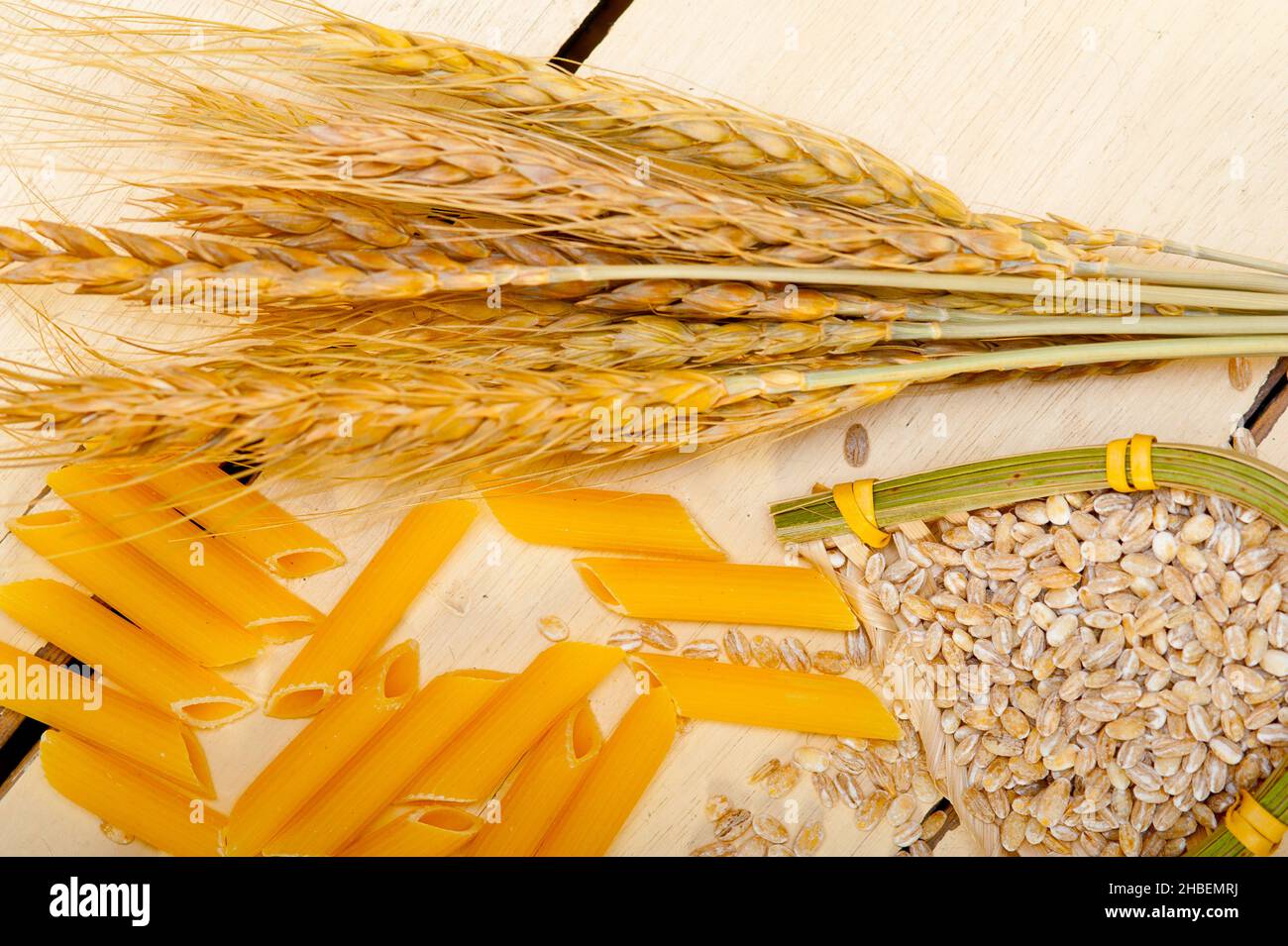 short Italian pasta penne with durum wheat grains Stock Photo - Alamy