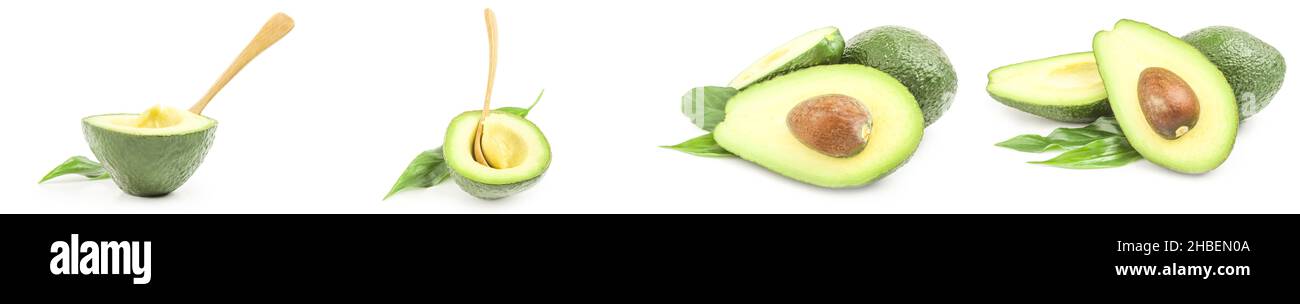 Group of avocados isolated on a white background with clipping path ...
