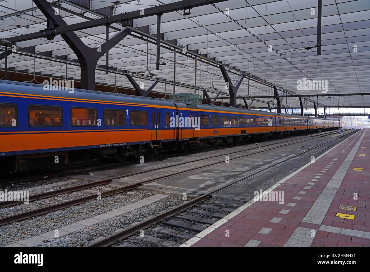 ROTTERDAM, NETHERLANDS -12 NOV 2021- View of trains at the Rotterdam ...