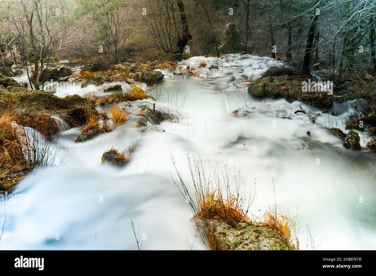 Waterfall at the source of the Mundo river Stock Photo - Alamy