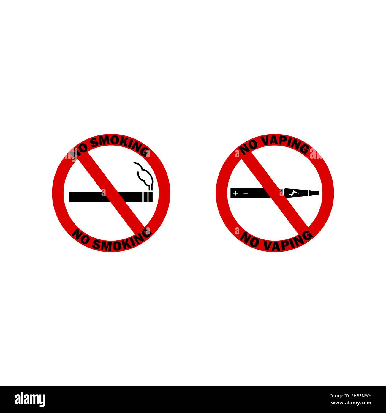 NO VAPING and SMOKING ALLOWED vector signs. Flat icons in red circle Stock Vector Image & Art ...