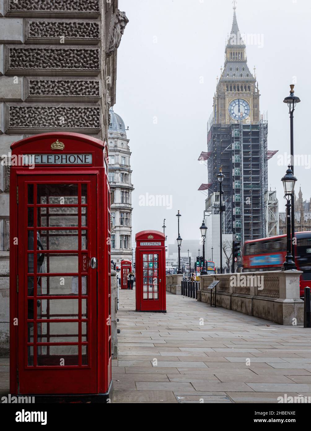 London red telephone boxes, a double decker bus with Big Ben in ...