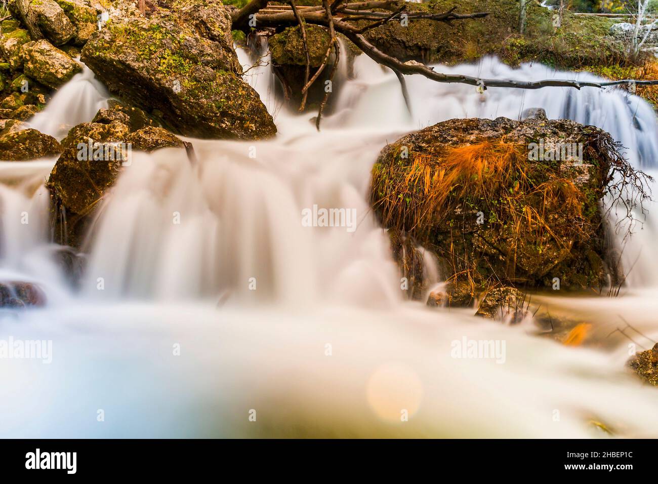 Waterfall at the source of the Mundo river Stock Photo - Alamy