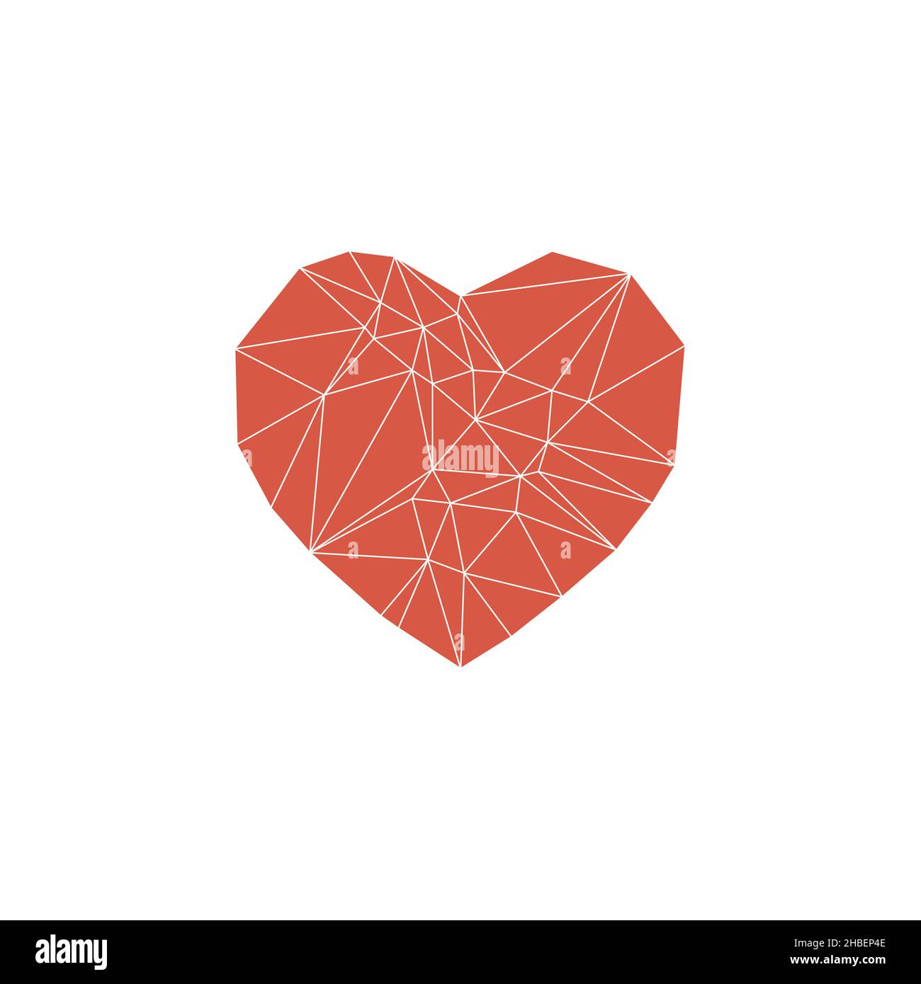 Heart made from triangles vector icon isolated on white background ...