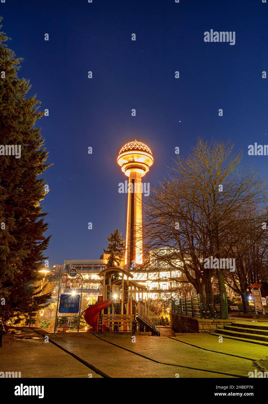 Atakule at night. Atakule is one of the primary symbolic landmarks of ...