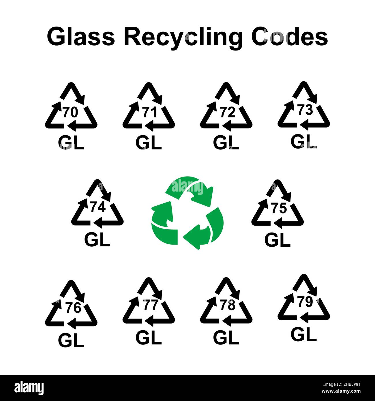 Glass recycling codes vector simple signs for marking Stock Vector ...