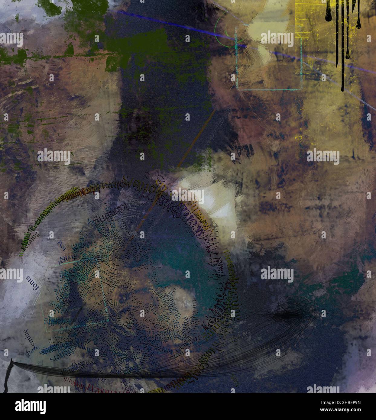 Muted Abstract Painting. Contemporary digital art. 3D rendering Stock ...