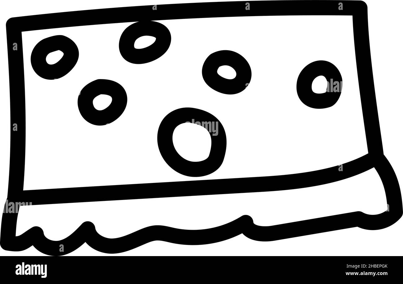 sponge for washing dishes and cleaning. vector hand drawn doodle style ...