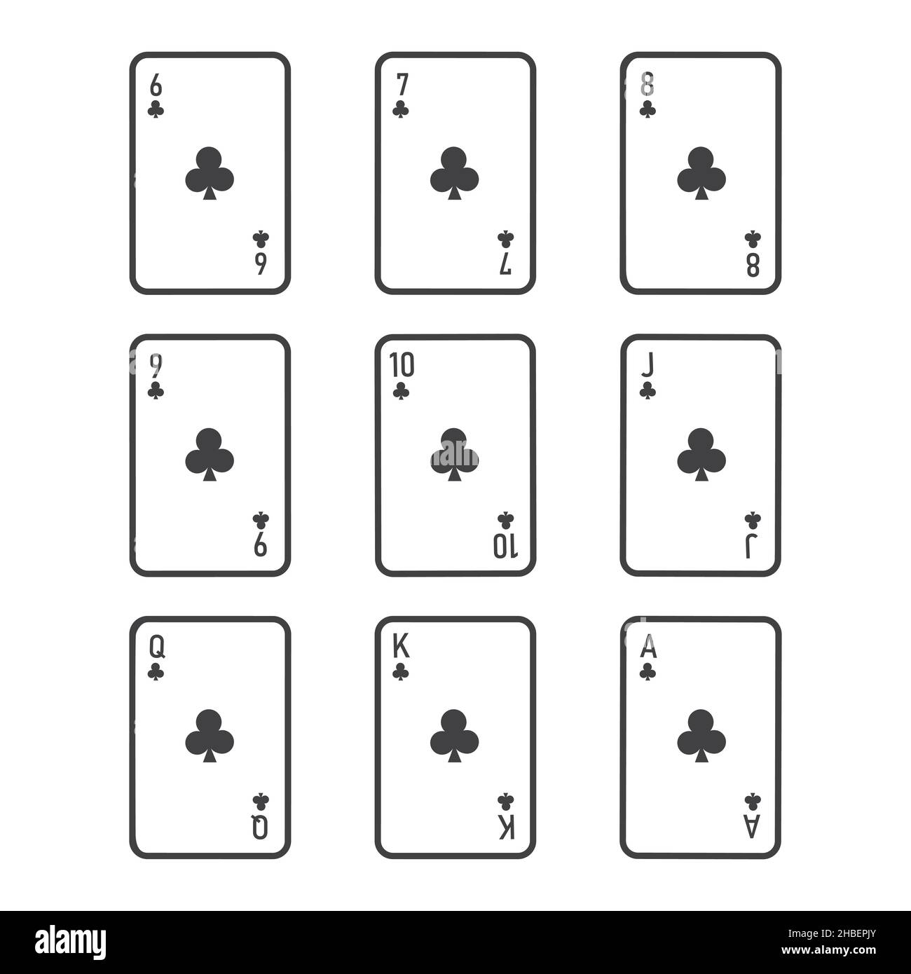 Playing poker cards clubs from six to ace suit vector set Stock Vector ...