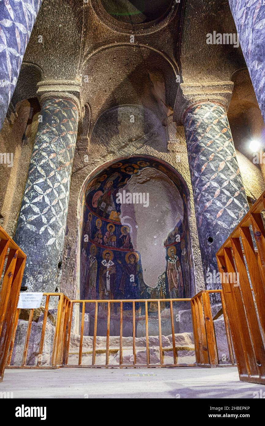 Inside of the Gumusler Monastery and underground cave city. Unesco ...