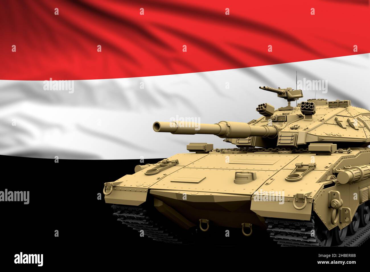 Yemen modern tank with not real design on the flag background - tank ...
