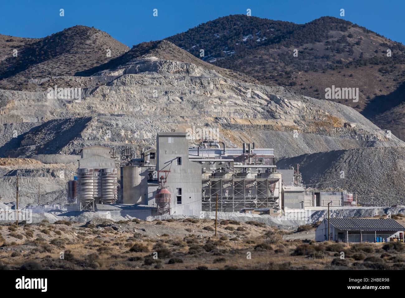 Industrial buildings for mining operation sits in front of large ...