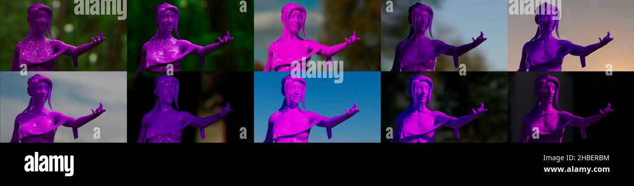pink plastic statue in 10 light set, examples for arts - object 3D ...