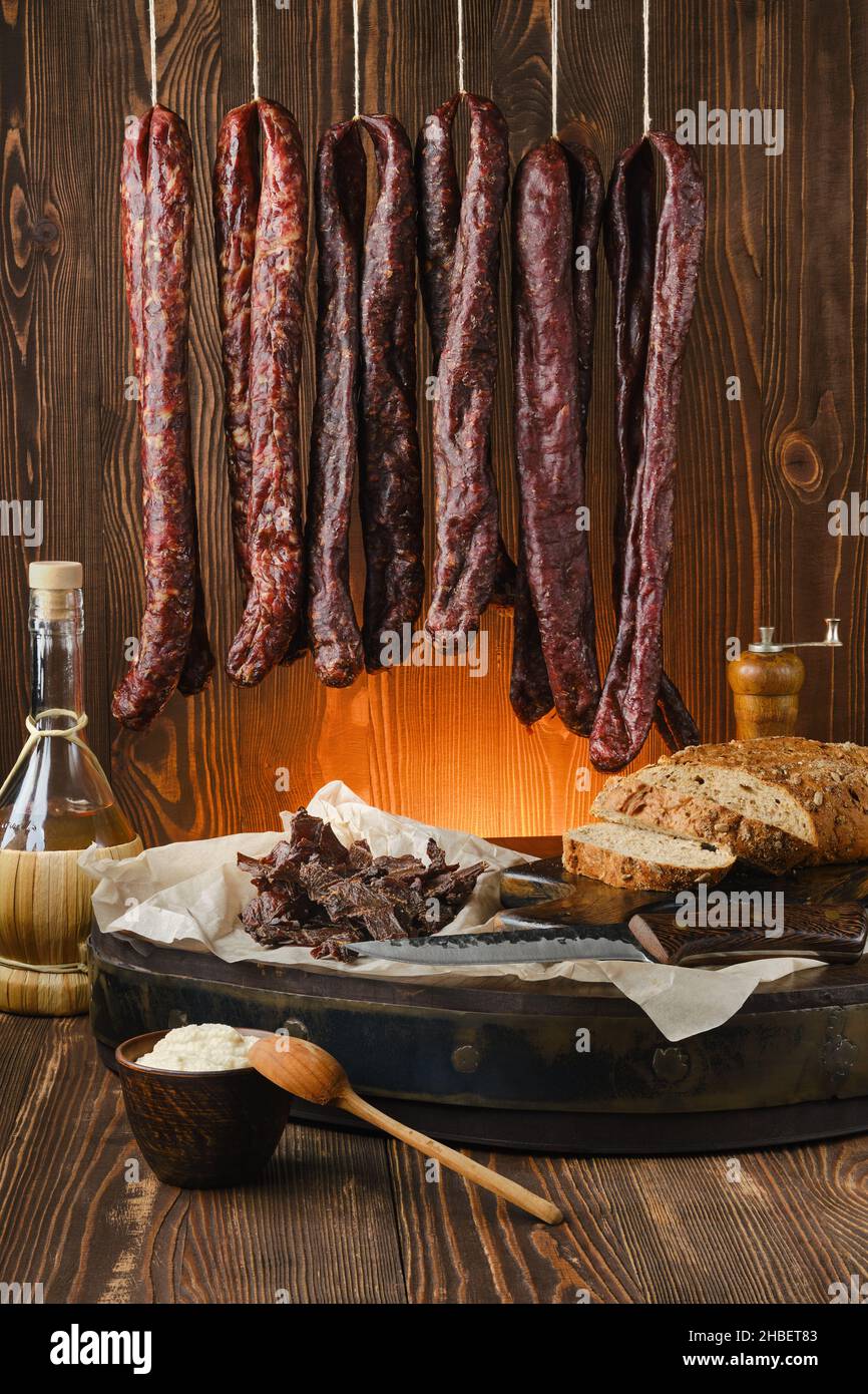 Meat on rope hi-res stock photography and images - Alamy