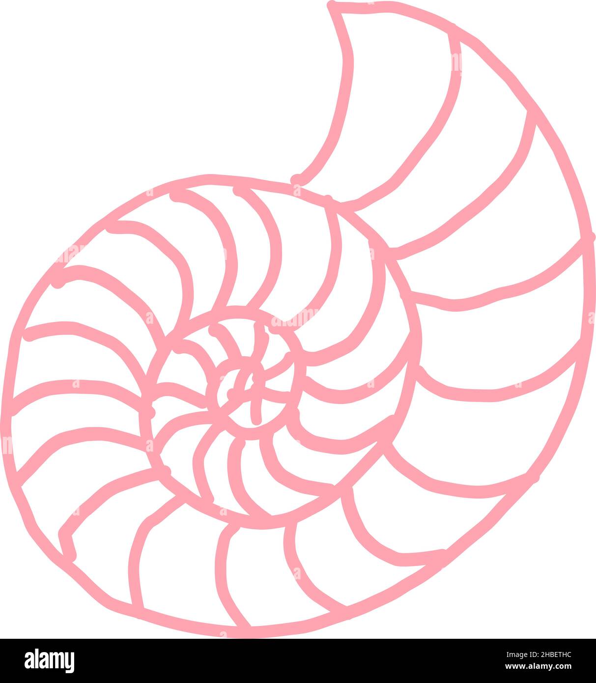 seashell silhouette doodle style pink color. icon vector illustration ...