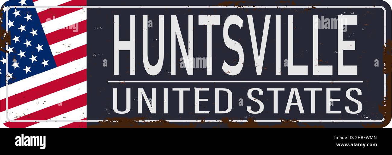 Huntsville , Arkansas, Alabama, Texas road sign blue flag vector ...