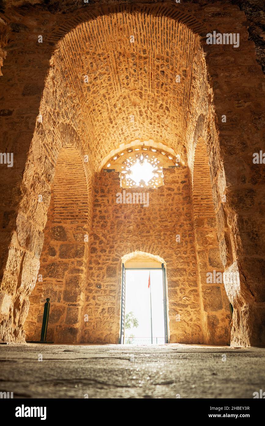 Inside of the Gumusler Monastery and underground cave city. Unesco ...