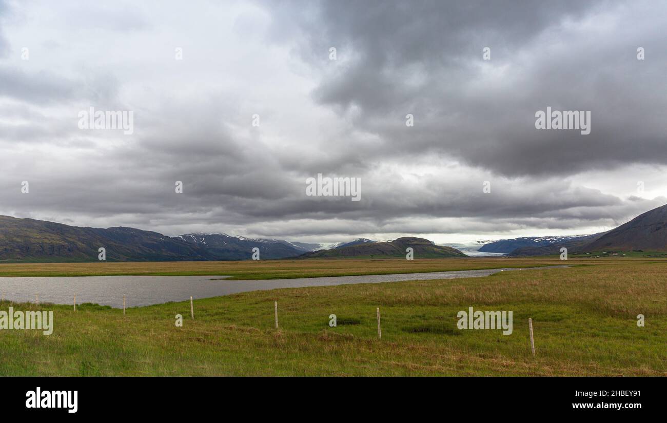 Mountains along the side of the Road One. In Iceland Stock Photo - Alamy