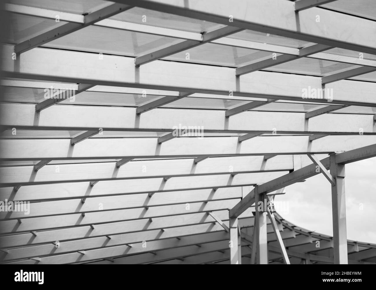 Metal grid structure. Abstract black and white background image on the ...