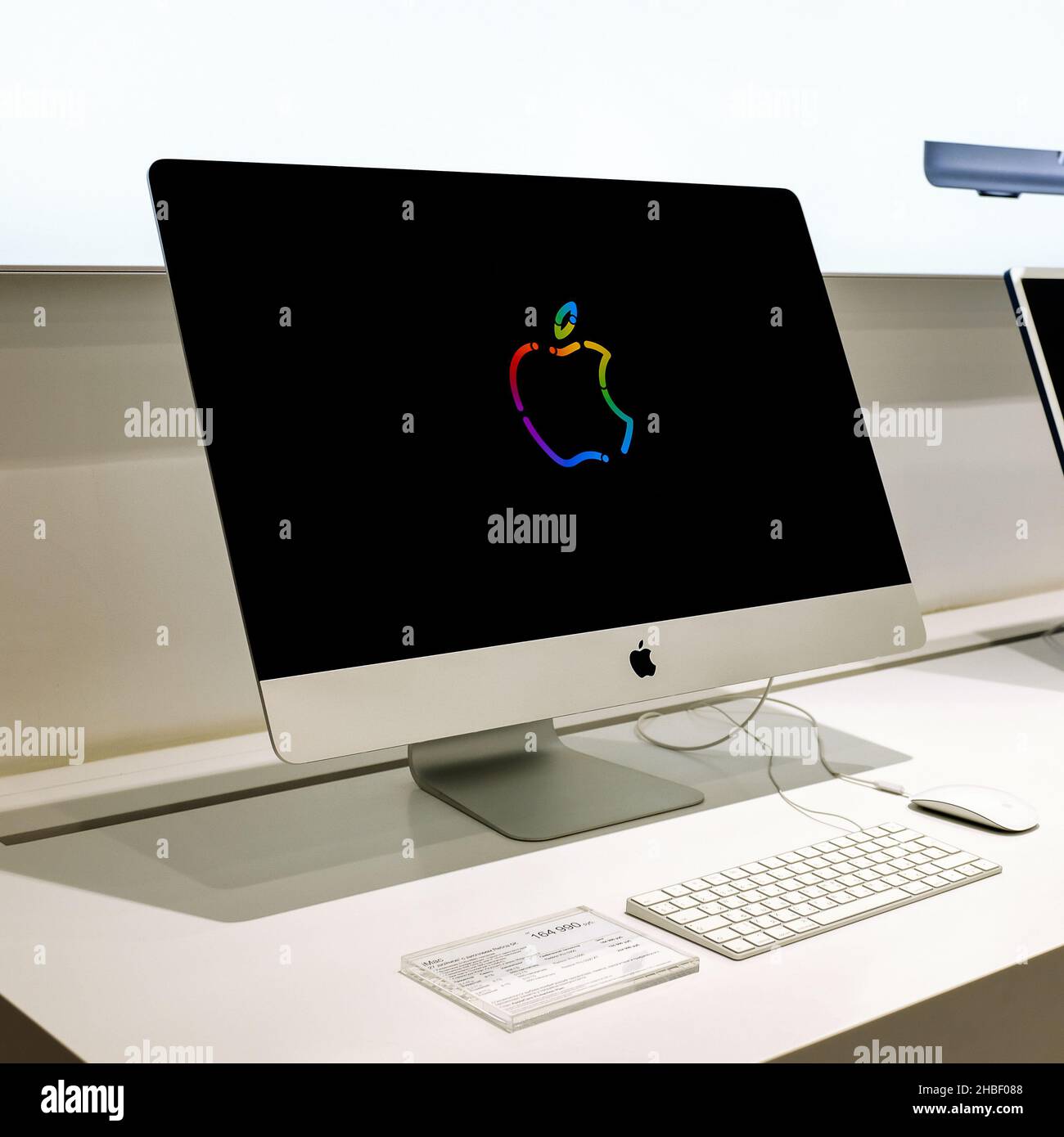 Apple iMac in Apple store. Editorial illusrative photo of new Apple 27 ...